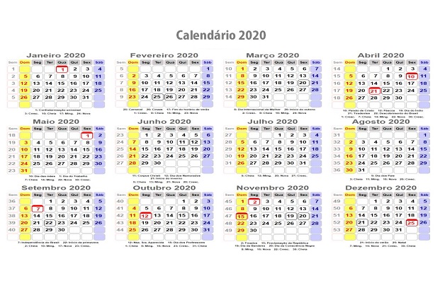 Veja o calendário de feriados nacionais e de pontos facultativos em ...